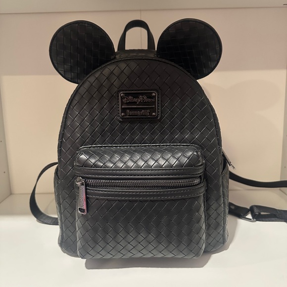 Loungefly | Bags | Loungefly Black Woven Backpack With Ears | Poshmark